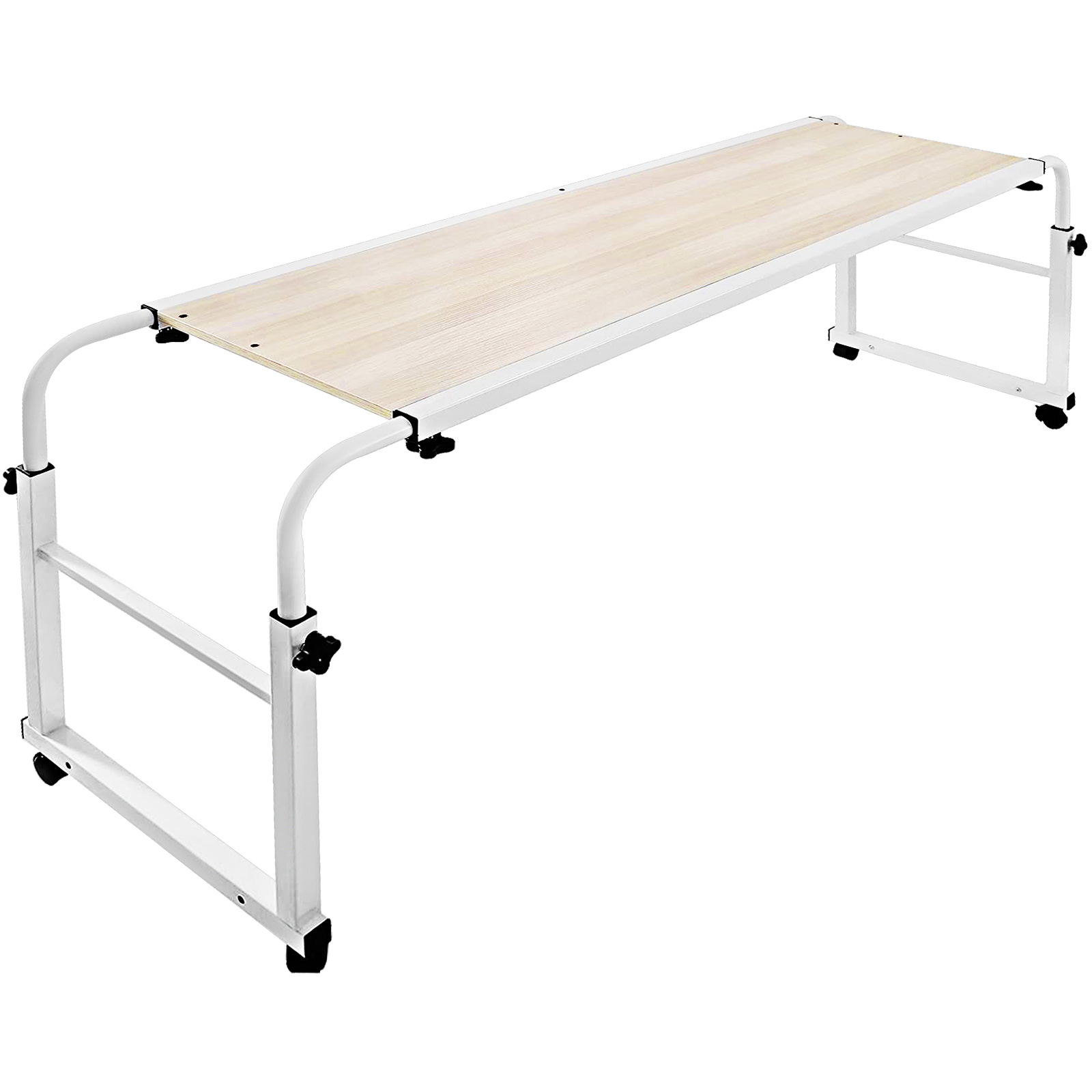 VEVOR 47 Inch Overbed Table with Wheels 1M Rolling Bed Table Mobile ...