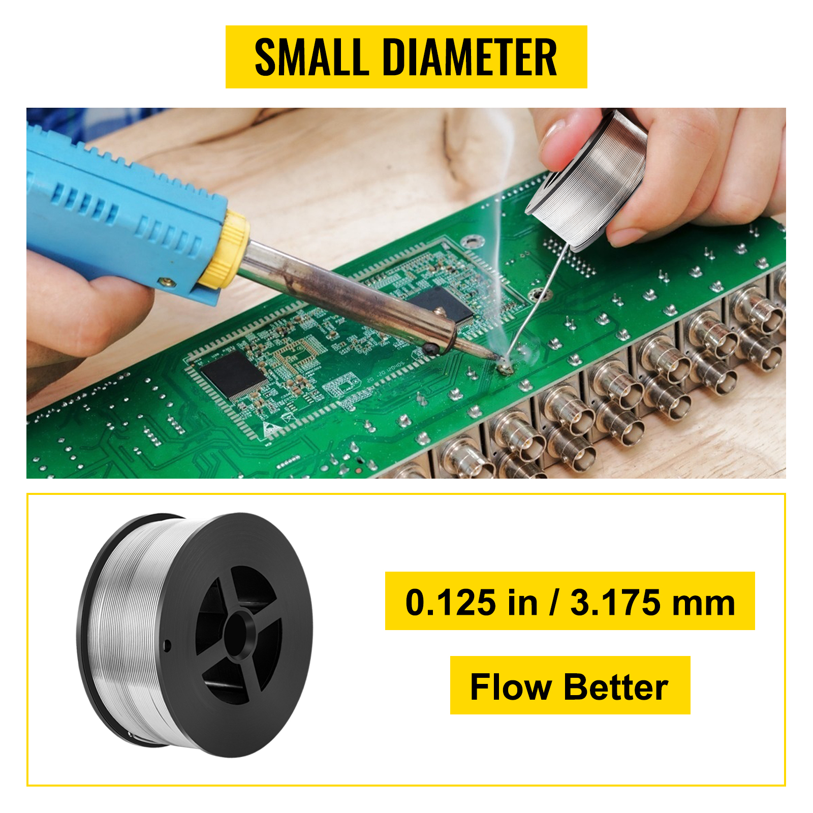 Vevor 1lb 60-40 Tin Lead Solder Wire Soldering Sn60 Pb40 Flux .0.125"/3 ...