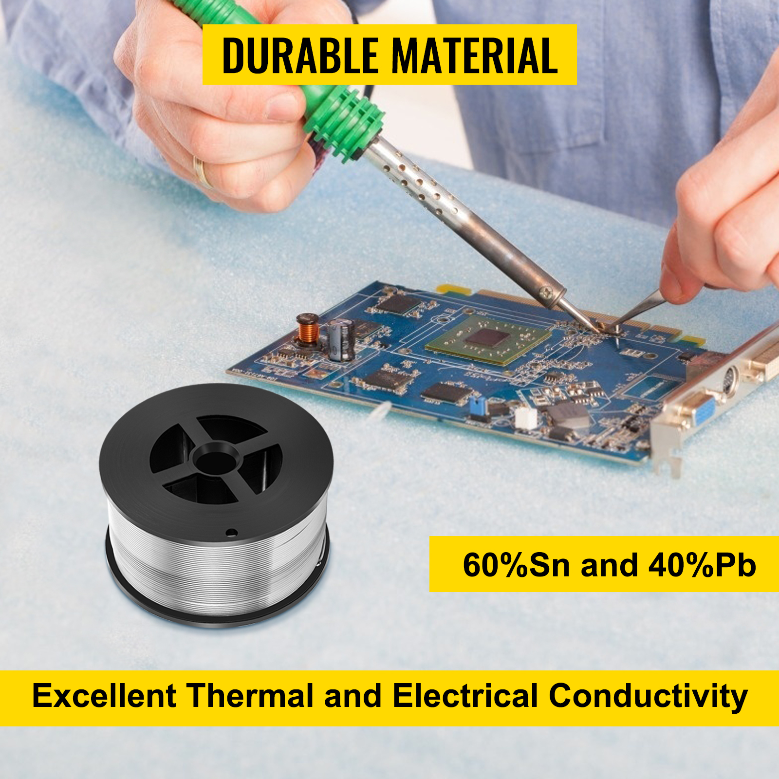 Vevor 1lb 60-40 Tin Lead Solder Wire Soldering Sn60 Pb40 Flux .0.125"/3 ...