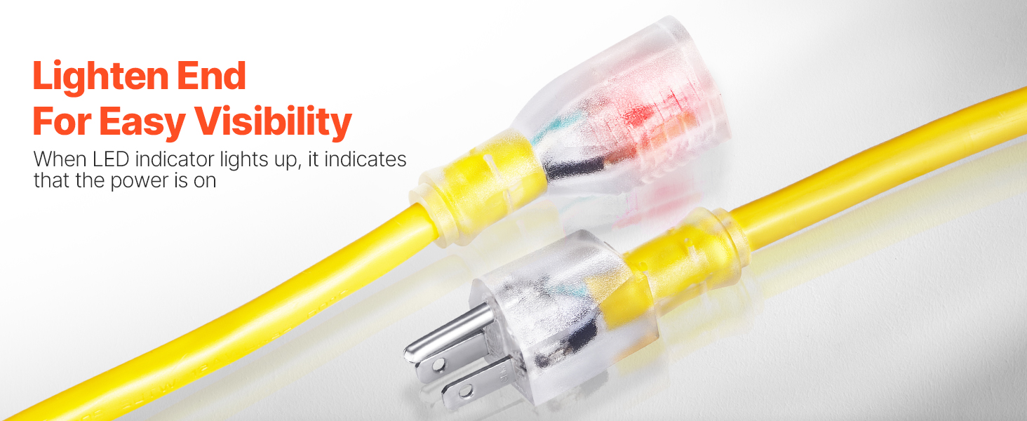 100FT Heavy Duty Extension Cord 12AWG 15Amps 1875W 3 Prongs with ...