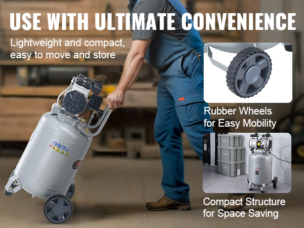 VEVOR 13 Gallon Air Compressor 2HP 4 SCFM@90PSI Oil Free Air Compressor ...