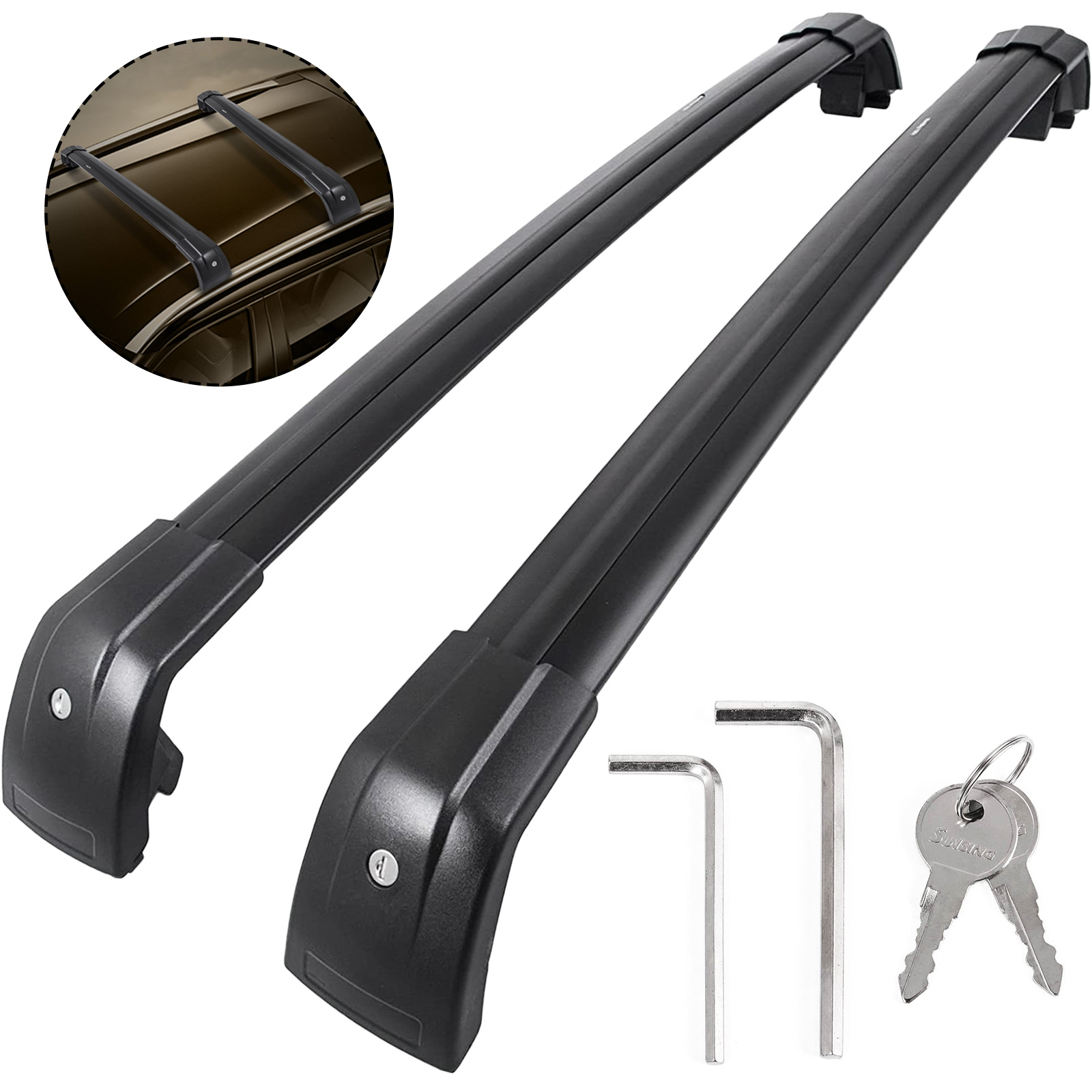 Lockable Cross Bar for BMW X5 F15 2014-2021 Roof Rack Rail Black Pair ...
