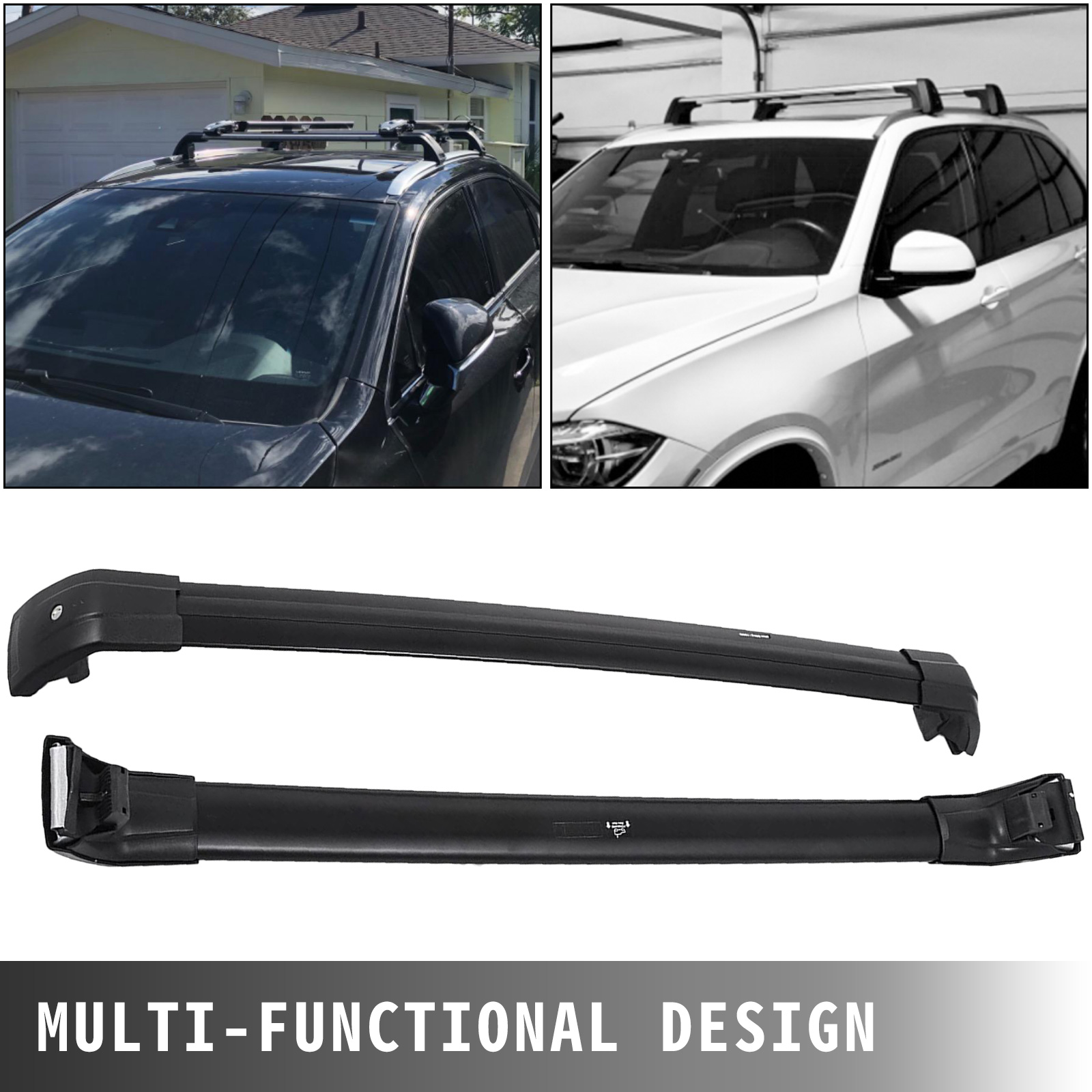 Lockable Cross Bar for BMW X5 F15 2014-2021 Roof Rack Rail Black Pair ...