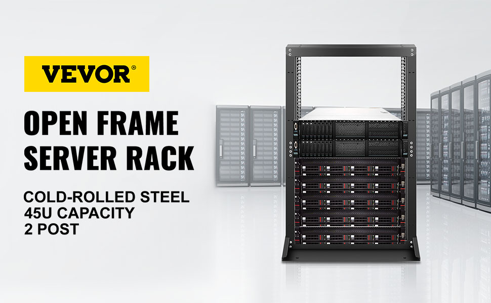 Vevor Open Frame Server Rack Network Server Rack 18u 2 Post 19" Steel ...