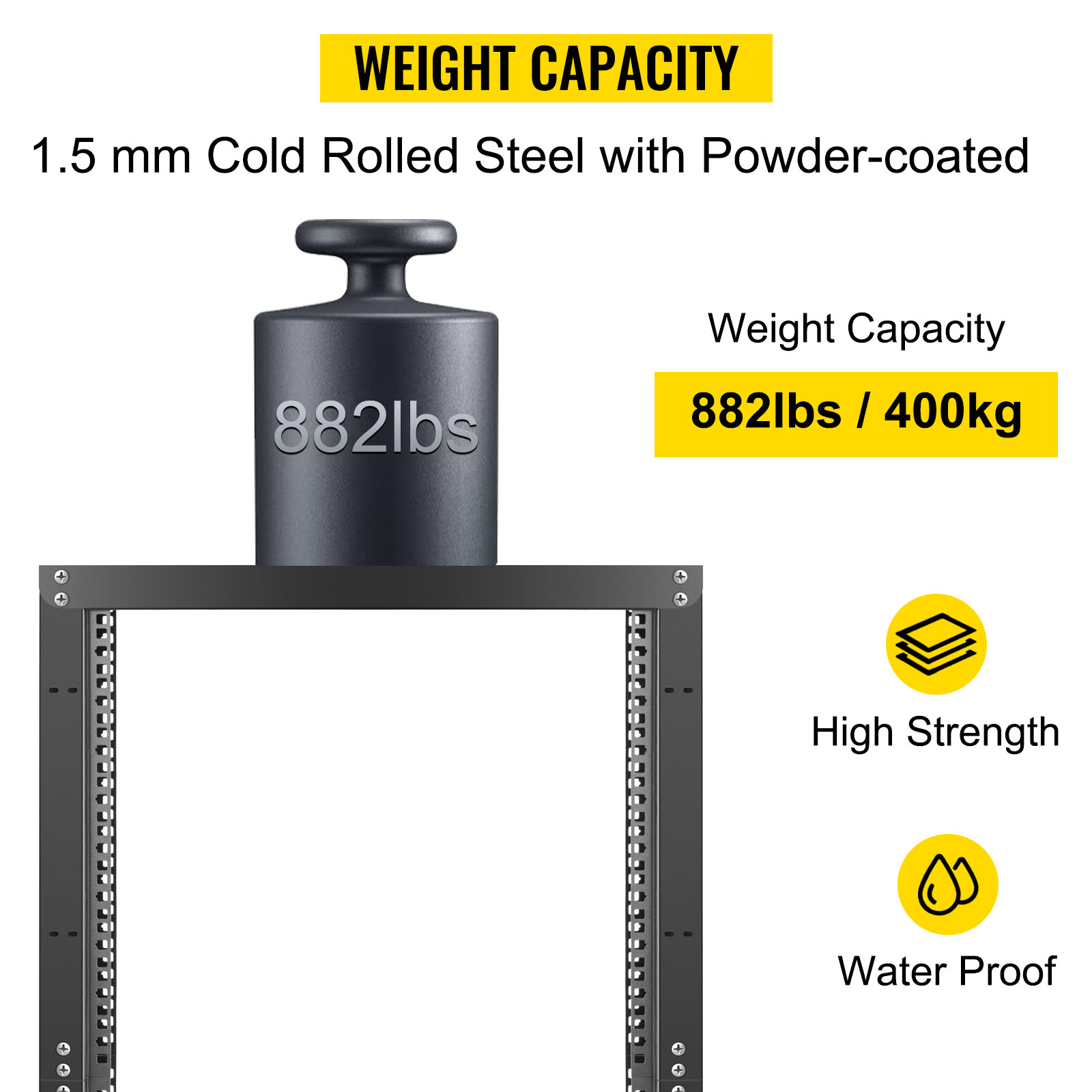 Vevor Open Frame Server Rack Network Server Rack 18u 2 Post 19" Steel ...