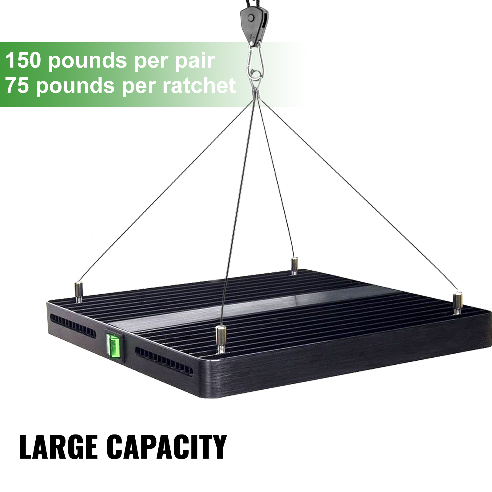 VEVOR Light Hangers Adjustable 3-Pair Rope Clip Hanger 1/8 Inch Grow ...