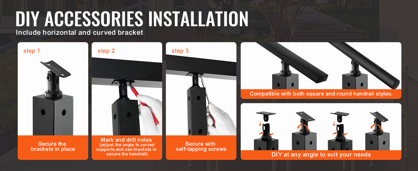 VEVOR Cable Railing Post, 42" x 2" x 2" Steel L-Shaped Hole Corner ...