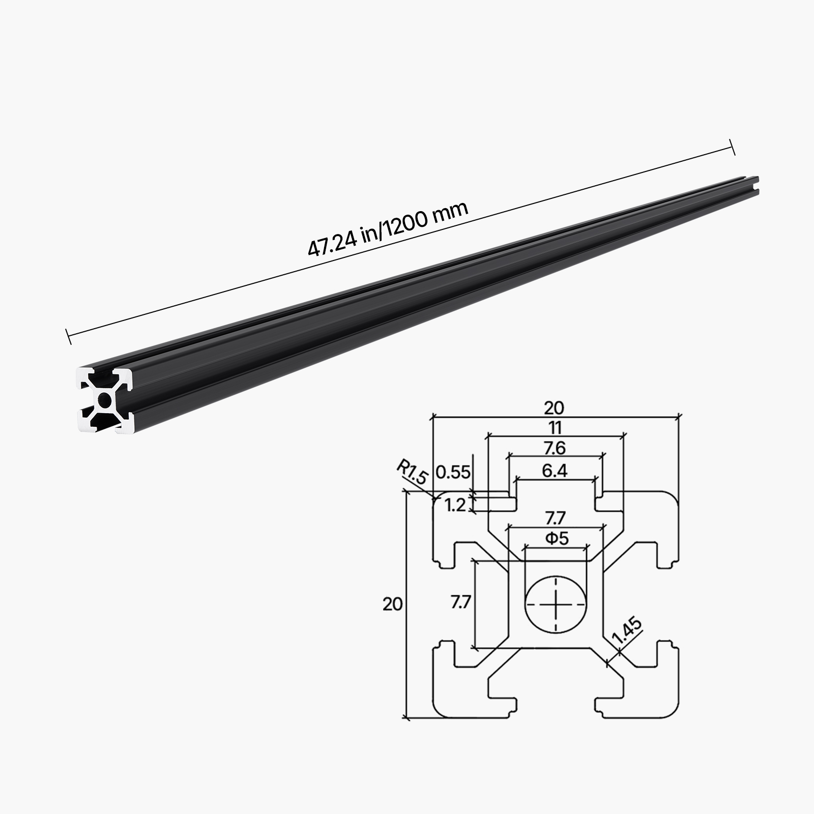 VEVOR 4er Set Aluprofil 1200 mm T-Nut 2020 Aluminium-Strangpressprofil ...