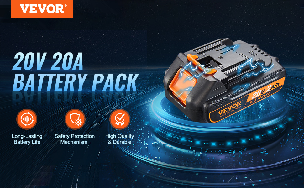 VEVOR Batterie pour Outil Sans Fil Lithium-ion 20 V 2,0 Ah Batterie de Remplacement pour ...