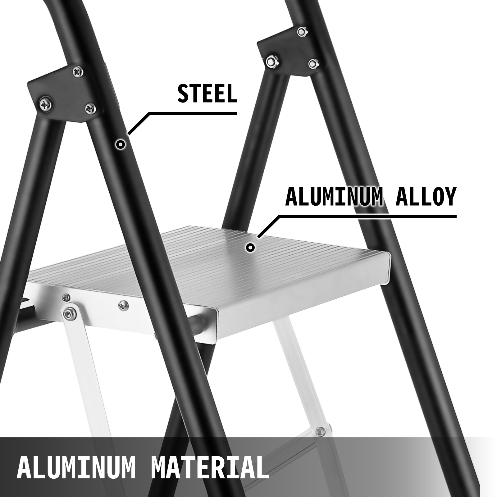 VEVOR Step Ladder 2-in-1 Convertible Aluminum Folding Step Ladder ...