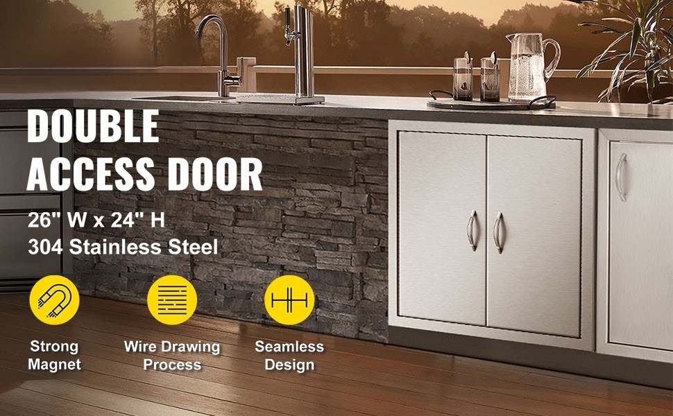 Mophorn Outdoor Kitchen Doors BBQ Access Door 24 x 26 inch Stainless ...
