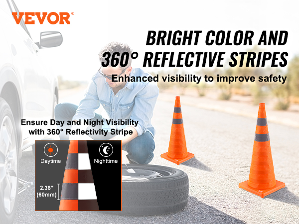 VEVOR VEVOR Safety Cones, 4 Pack 28 inch Collapsible Traffic Cones ...