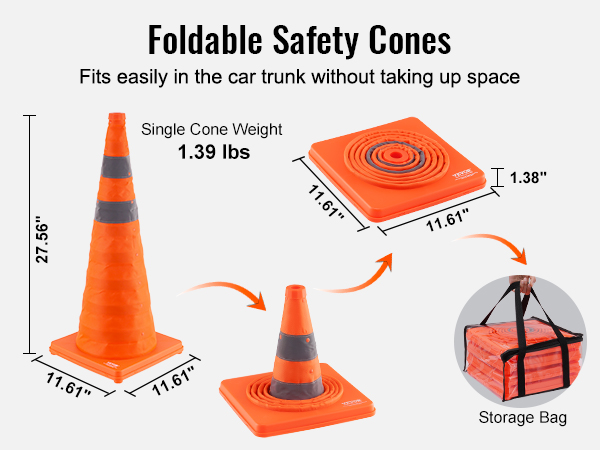 VEVOR VEVOR Safety Cones, 4 Pack 28 inch Collapsible Traffic Cones ...