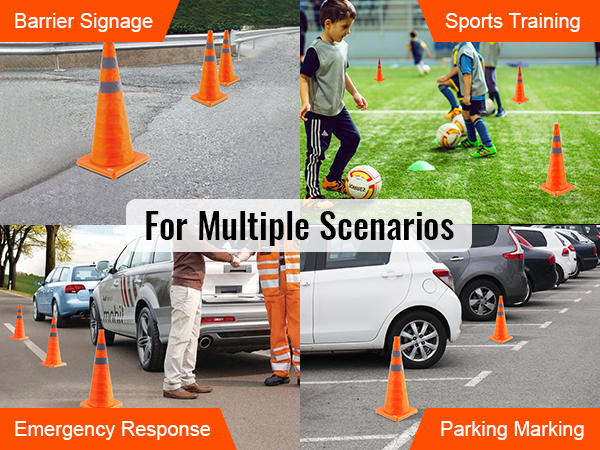 VEVOR Safety Cones, 4 Pack 28 inch Collapsible Traffic Cones ...