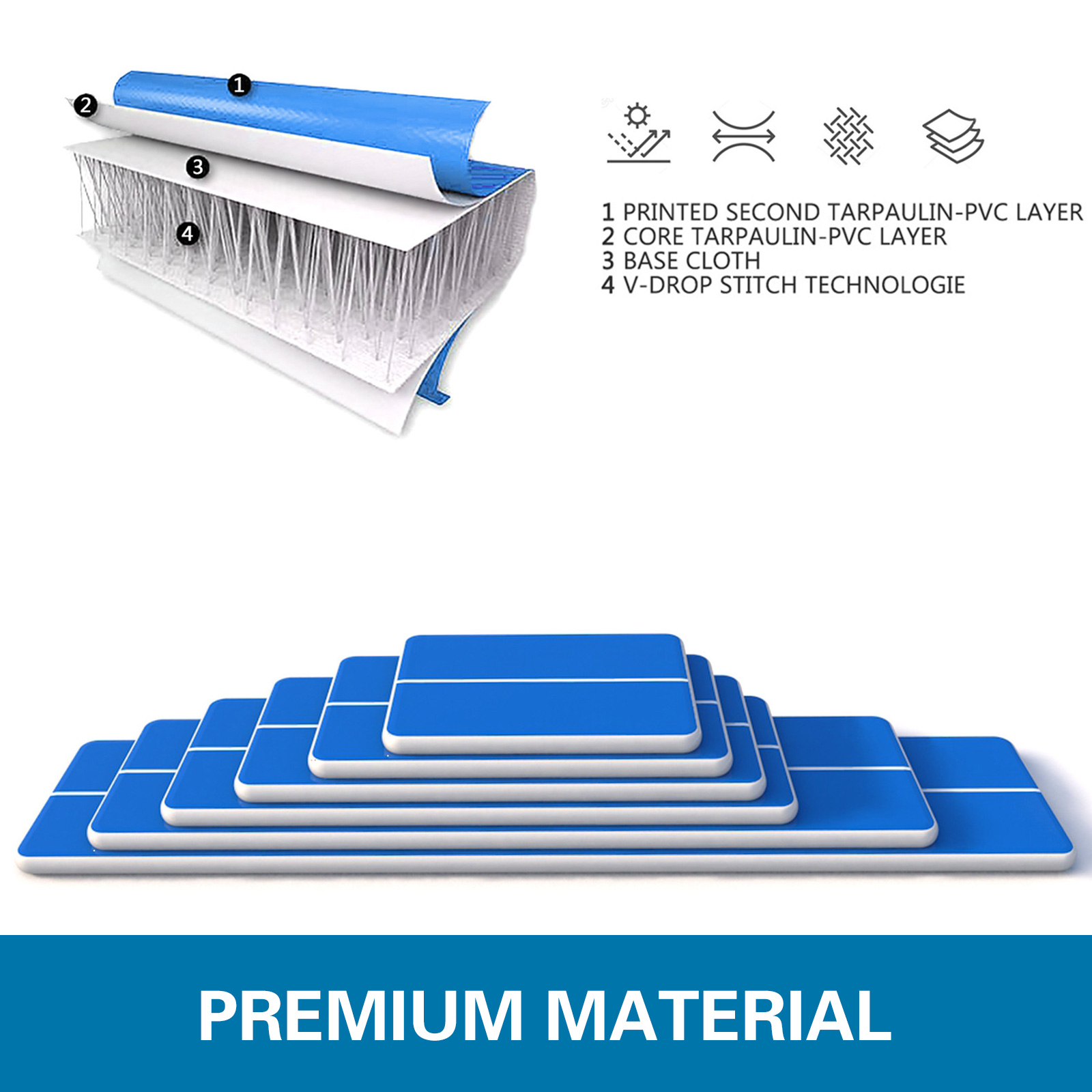 VEVOR Air Track 20ft Air Track Tumbling Mat 6ft, Gymnastics Mat 8inch ...