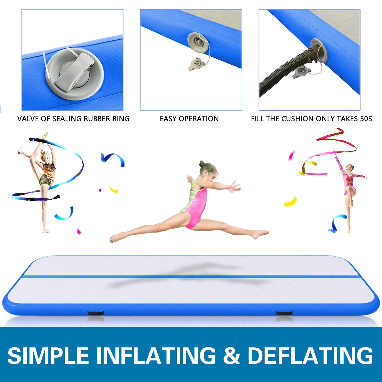 VEVOR Air Track 26ft Air Track Tumbling Mat 6ft, Gymnastics Mat 8inch ...