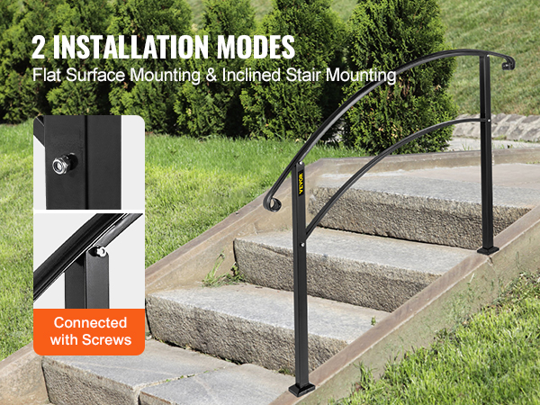 VEVOR Handrails for Outdoor Steps, Fit 1 or 3 Steps Outdoor Stair ...