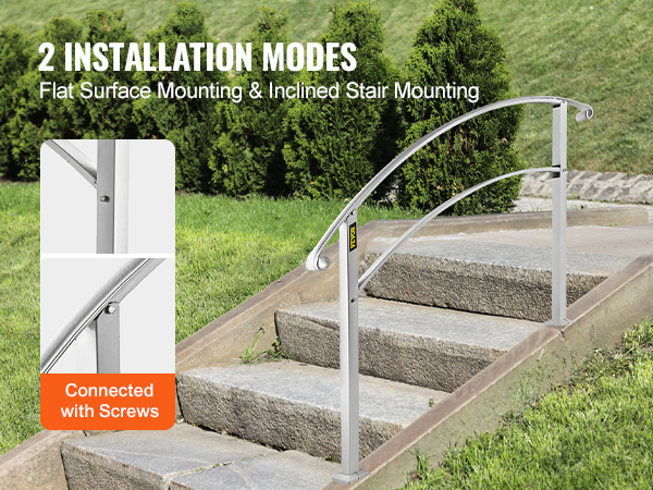 VEVOR Handrails for Outdoor Steps, Fit 1 or 3 Steps Outdoor Stair ...