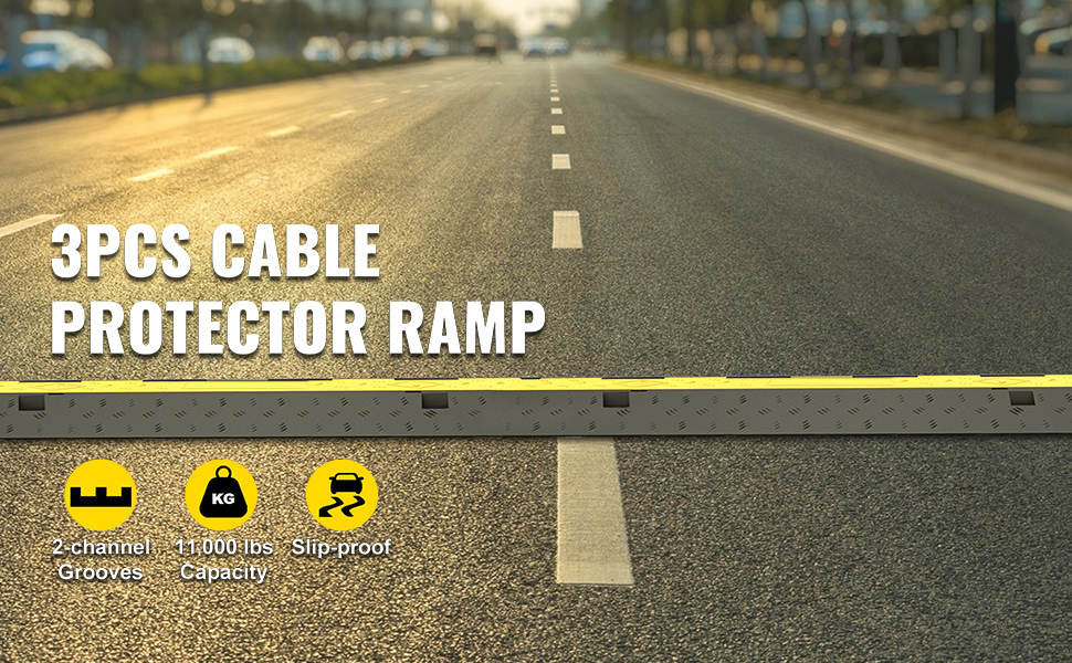 Mophorn Rubber Cable Protectors, 3 Pack, Dual Channel, 11000lbs per ...