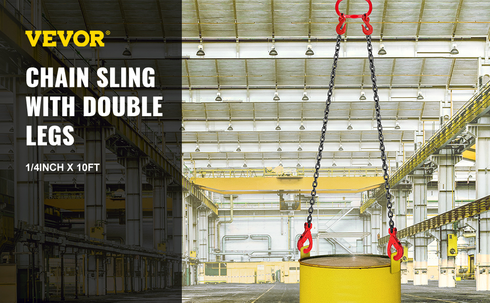 VEVOR 2 Legs 3M Lifting Chain Sling WLL 3500kg 6mm Thickness Pull ...