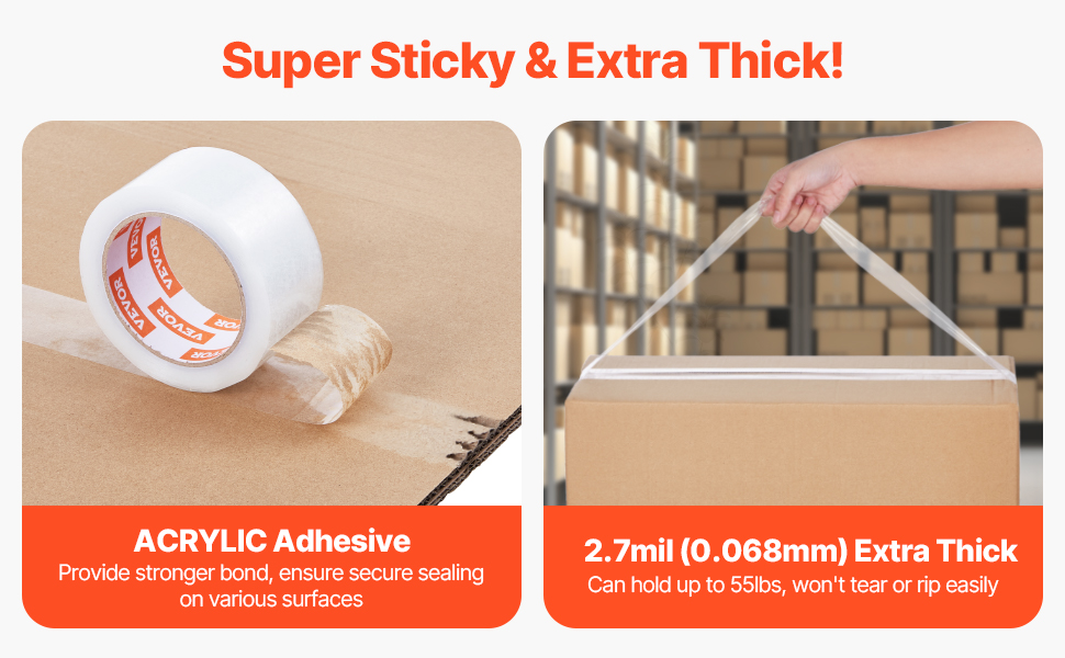 Clear Packing Tape 36 Rolls 65 Yards Heavy Duty Clear Packing Tapes 2.7 ...