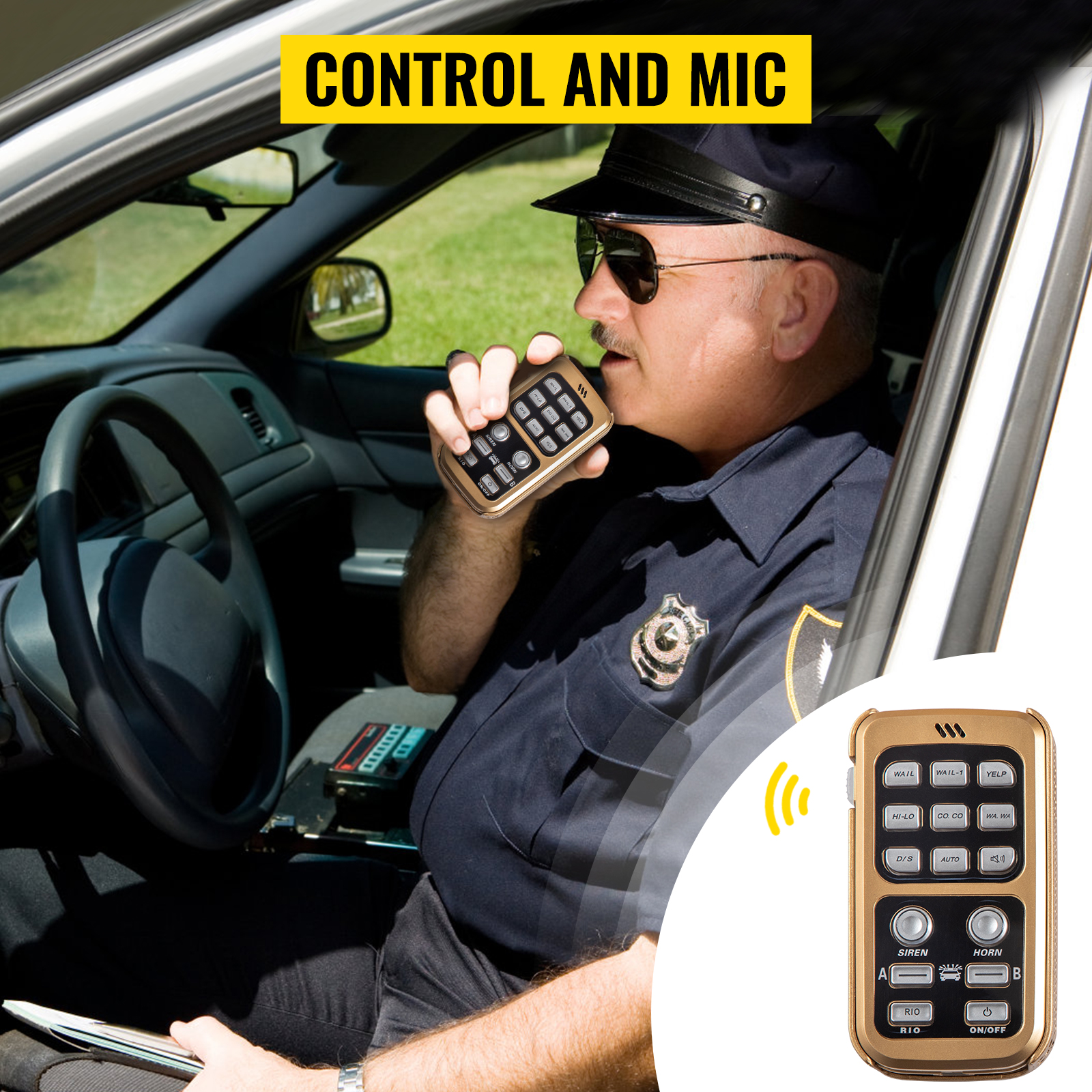 400W 8 Sound Car Warning Alarm Fire Siren 2 Horns PA Speakers MIC ...