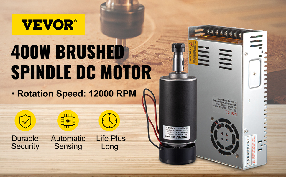 CNC 0.4KW Brushed Spindle Motor ER11 & Mach3 PWM Controller & Mount ...