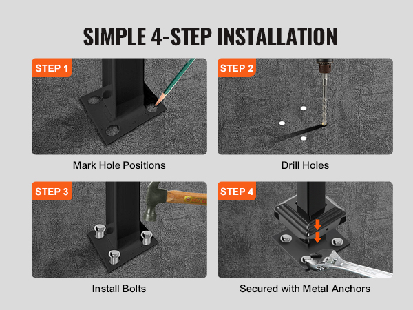 VEVOR 4-Step Handrail Fits 1 or 4 Steps Matte Black Stair Rail Wrought ...