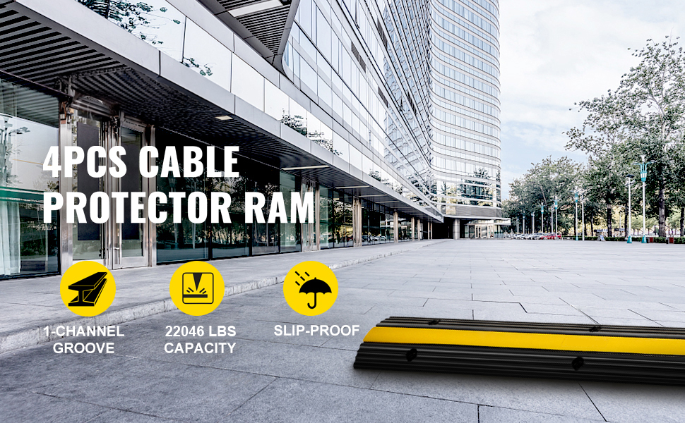 Mophorn 4 Pack 1-Channel Rubber Cable Protector Ramps Heavy Duty ...