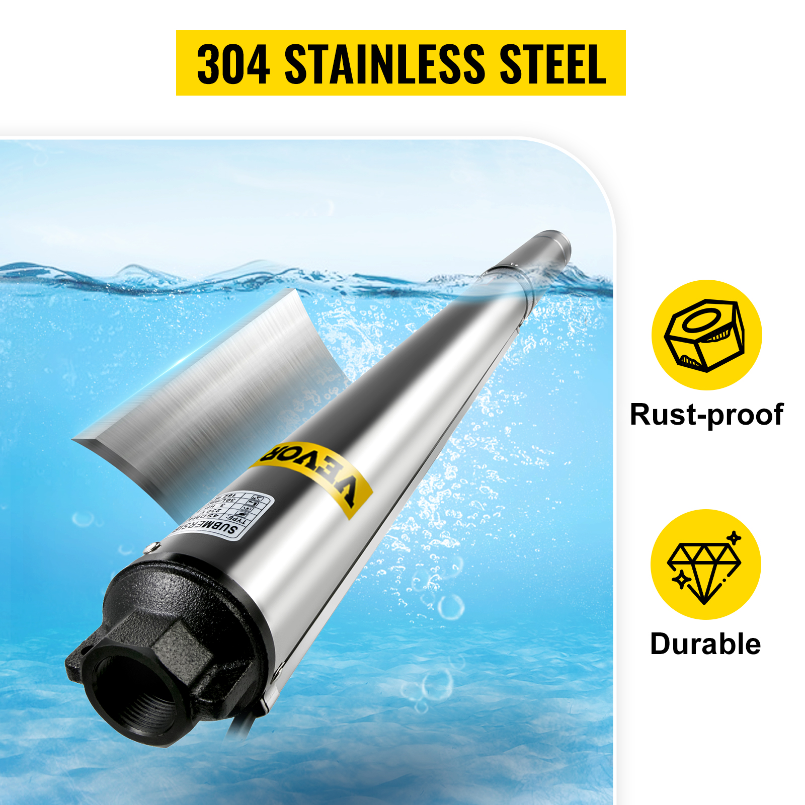 Submersible Pump 3hp Deep Well Pump 32.8ft Cable 4" 220v 630ft W ...