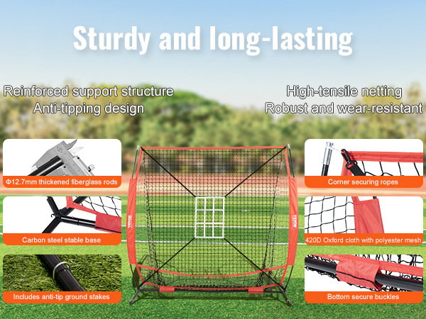 VEVOR 5x5 ft Baseball Softball Practice Net, Portable Baseball Training ...