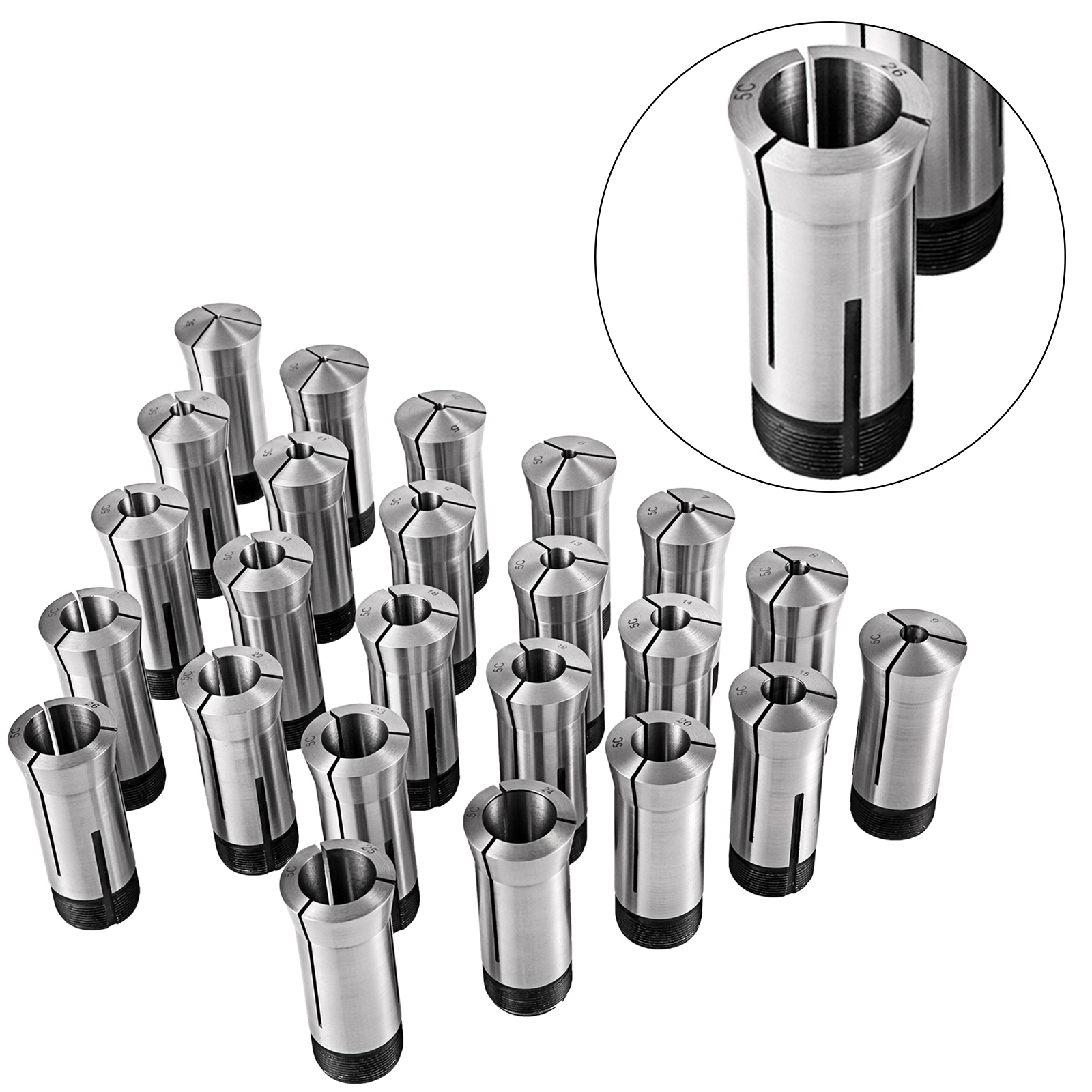 Vevor 5c Collet Set, Lathe Collet 24 Pcs For 3-26 Mm, Precise 5c Collet ...