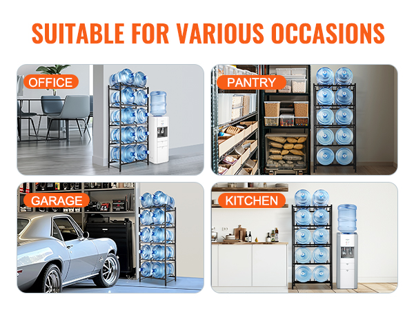 VEVOR 5-Tier Water Jug Holder Double Row Water Bottle Rack for 10 ...