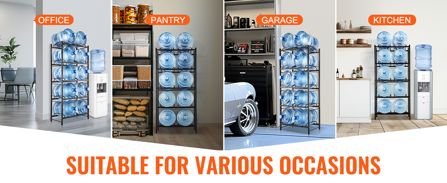 VEVOR 5-Tier Water Jug Holder Double Row Water Bottle Rack for 10 ...