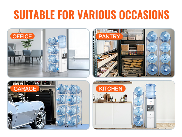 VEVOR 4 Tiers Water Jug Holder Single Row Water Bottle Rack for 4 ...