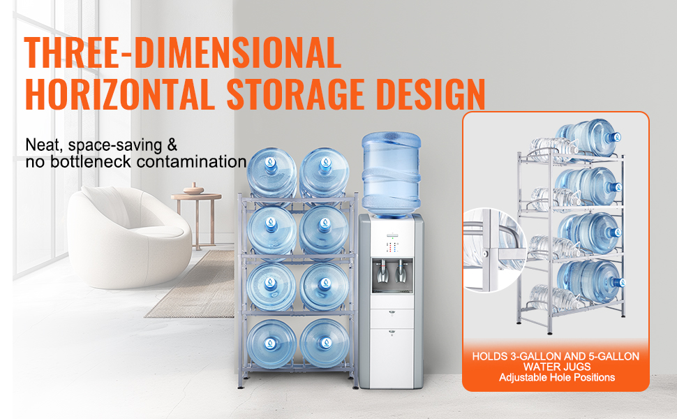 VEVOR 4 Tiers Water Jug Holder Double Row Water Bottle Rack for 8 ...