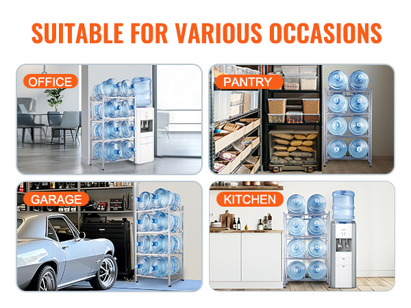 VEVOR 4 Tiers Water Jug Holder Double Row Water Bottle Rack for 8 ...