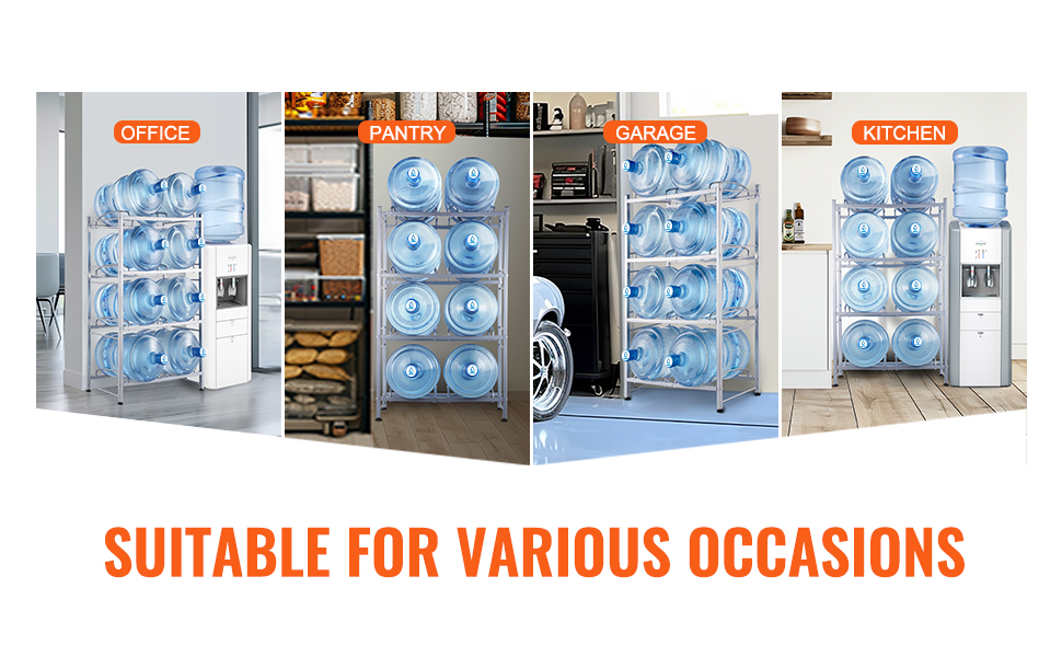 VEVOR 4 Tiers Water Jug Holder Double Row Water Bottle Rack for 8 ...