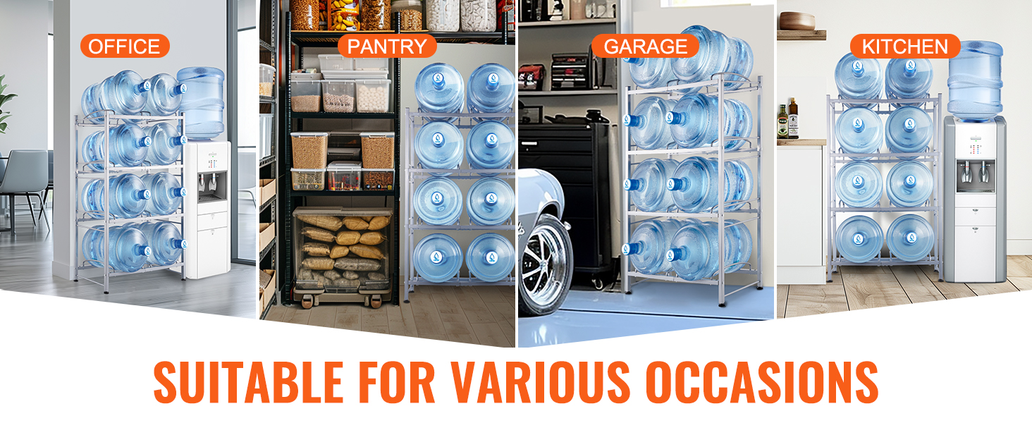 VEVOR 4 Tiers Water Jug Holder Double Row Water Bottle Rack for 8 ...