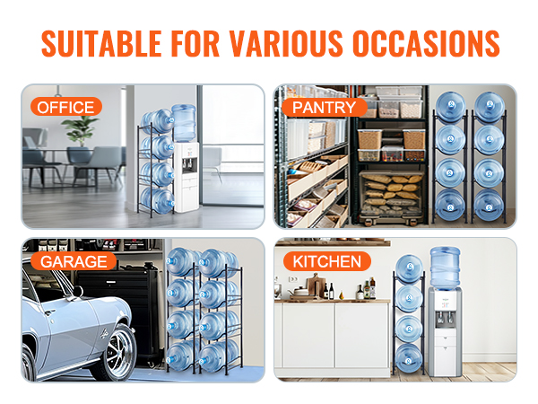 VEVOR 4 Tiers Water Jug Holder Single Row Water Bottle Rack for 4 ...