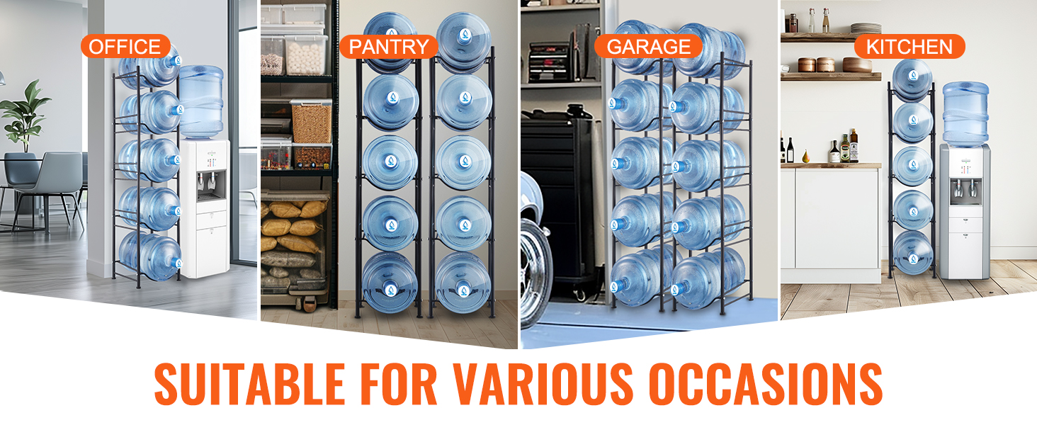 VEVOR 5 Tiers Water Jug Holder Single Row Water Bottle Rack for 5 ...