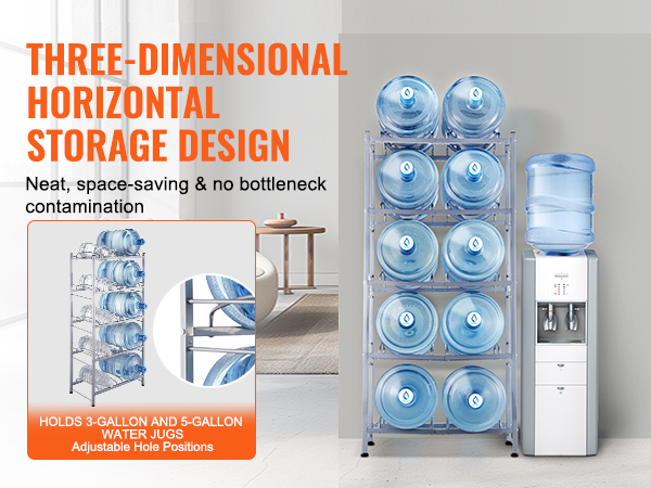 VEVOR 5-Tier Water Jug Holder Double Row Water Jug Rack 10 Bottles ...