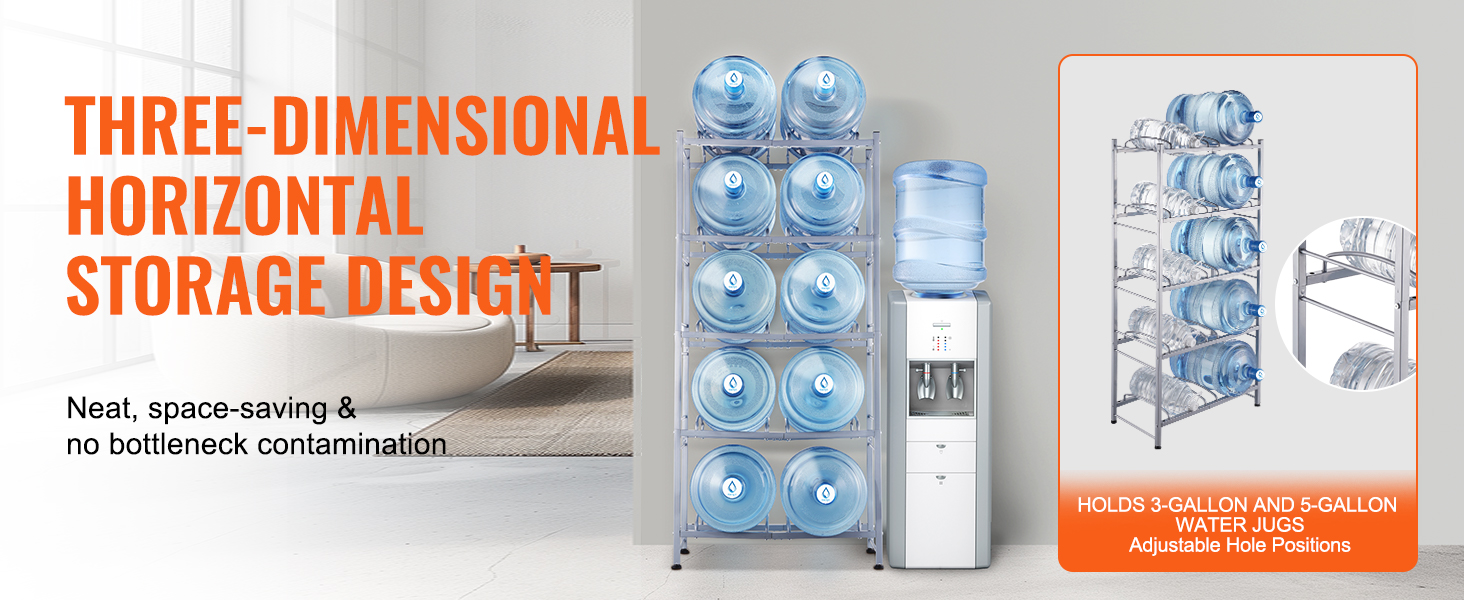 VEVOR 5-Tier Water Jug Holder Double Row Water Jug Rack 10 Bottles ...
