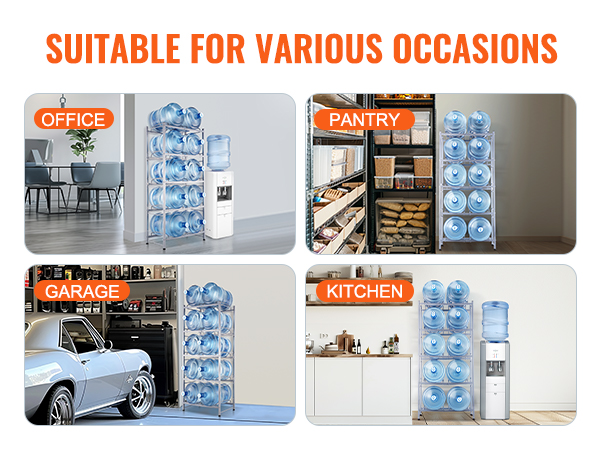 VEVOR 5-Tier Water Jug Holder Double Row Water Jug Rack 10 Bottles ...