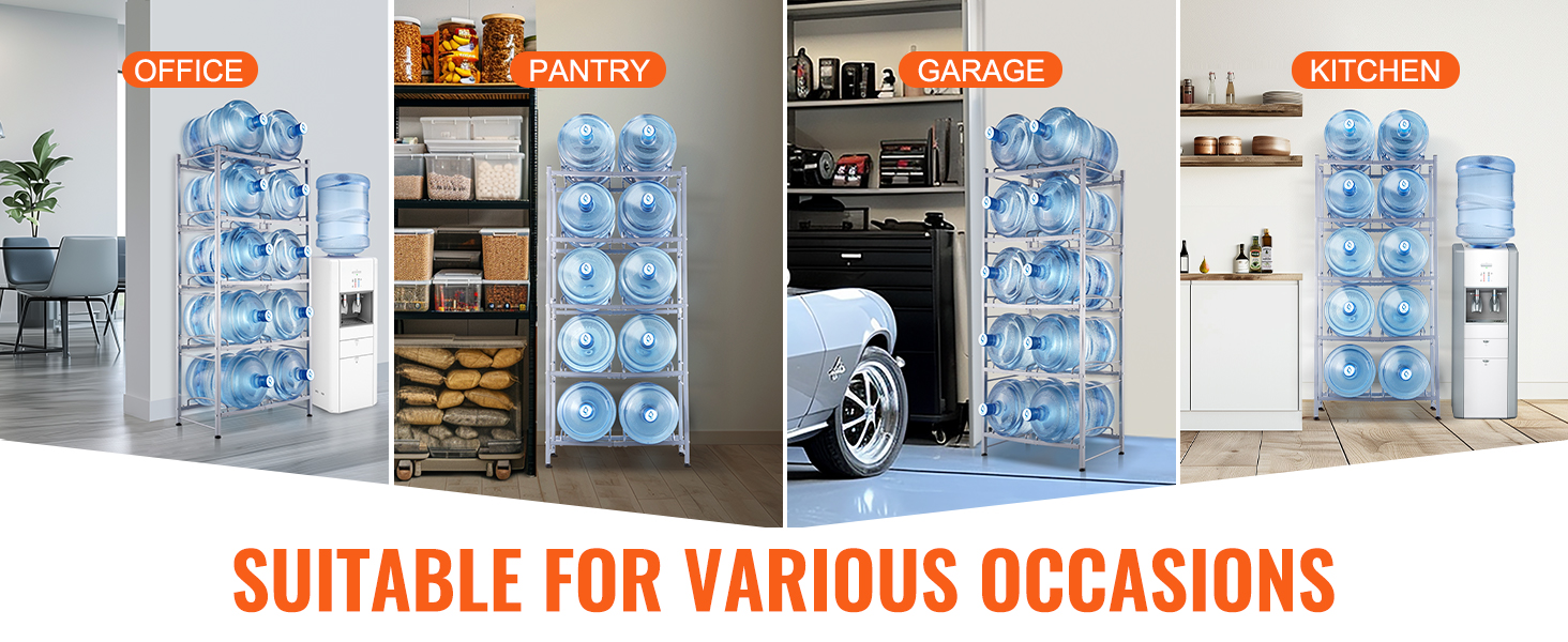 VEVOR 5-Tier Water Jug Holder Double Row Water Jug Rack 10 Bottles ...