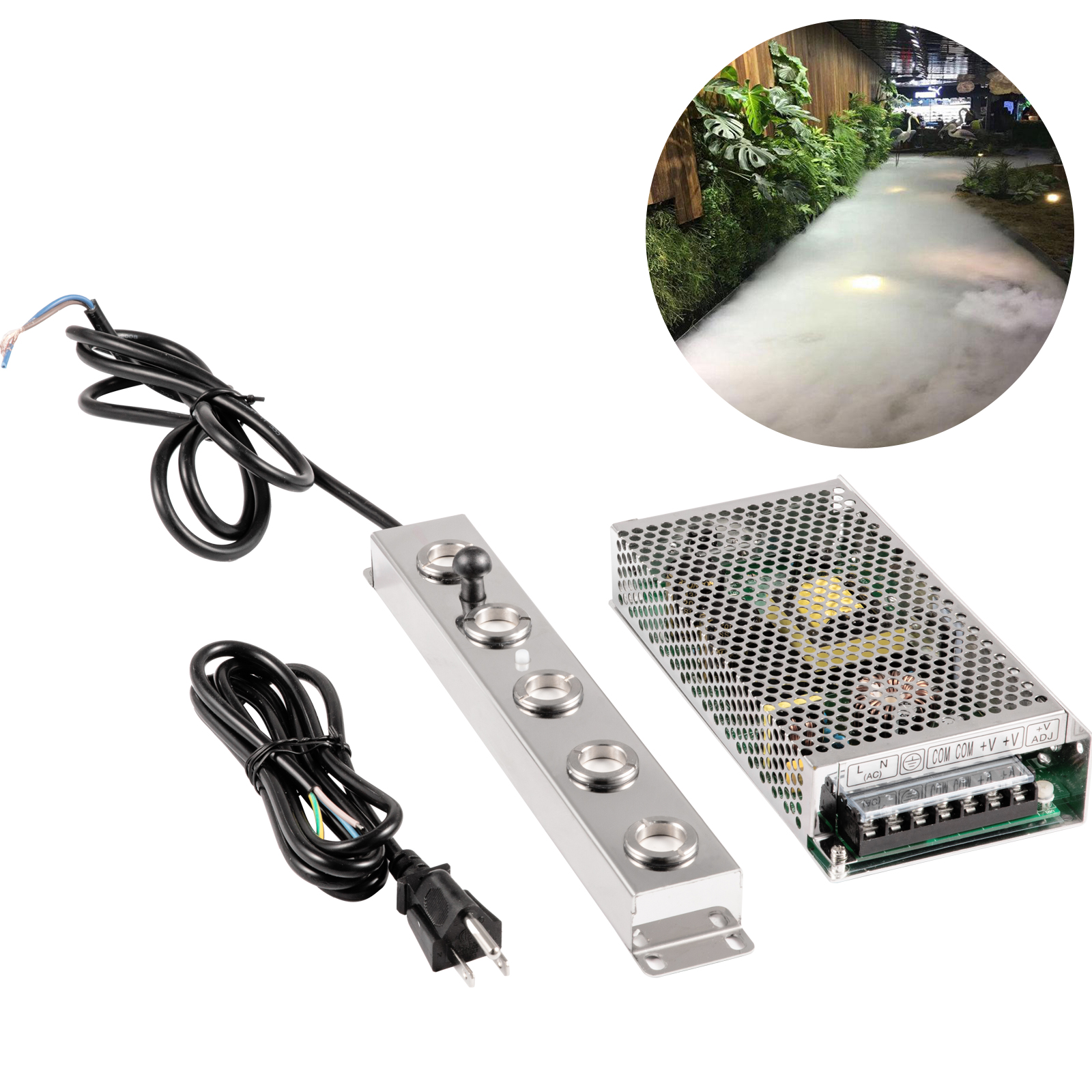 5 Head Ultrasonic Mist Maker 120w 110v Waterproof Transformer Fogger ...