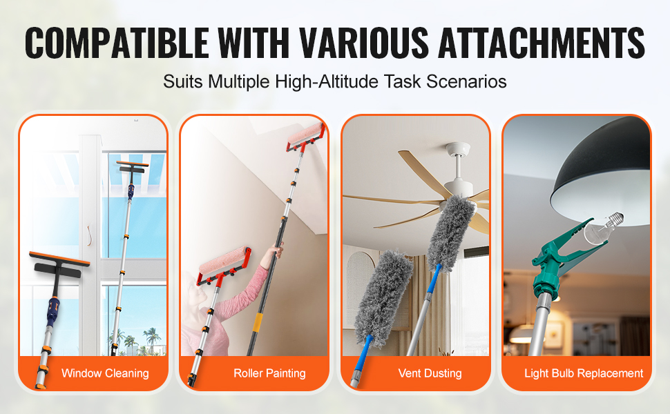 Telescoping Extension Pole 6 to 24 FT Multi-Purpose for Painting ...