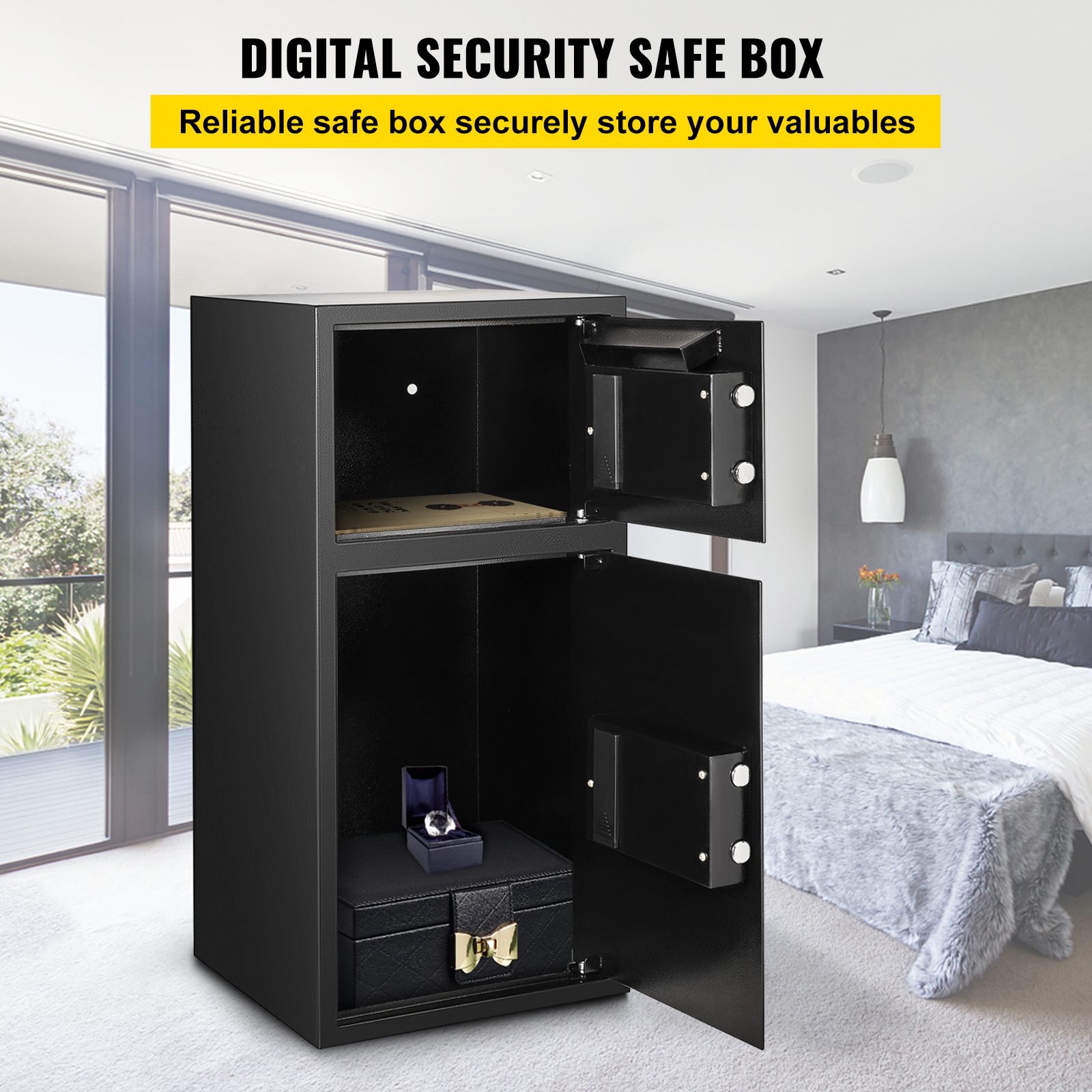 Safe Box Lock Security for Cash Gold Digital Safe Key Lock Home Office ...