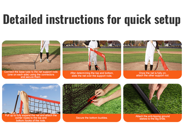 VEVOR 7x7 ft Baseball Softball Practice Net, Portable Baseball Training ...