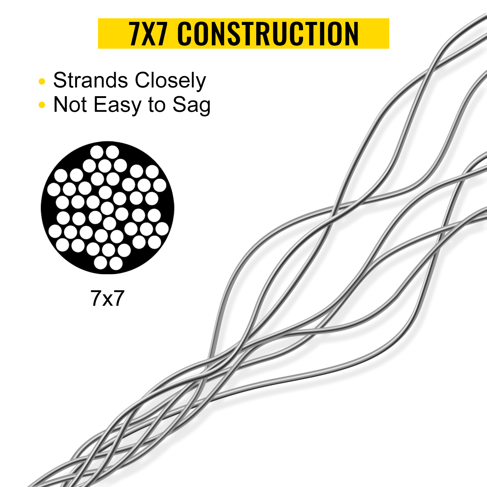 VEVOR 1/8 inch Wire Rope Cable 500FT Reel 304 Stainless Steel Cable ...